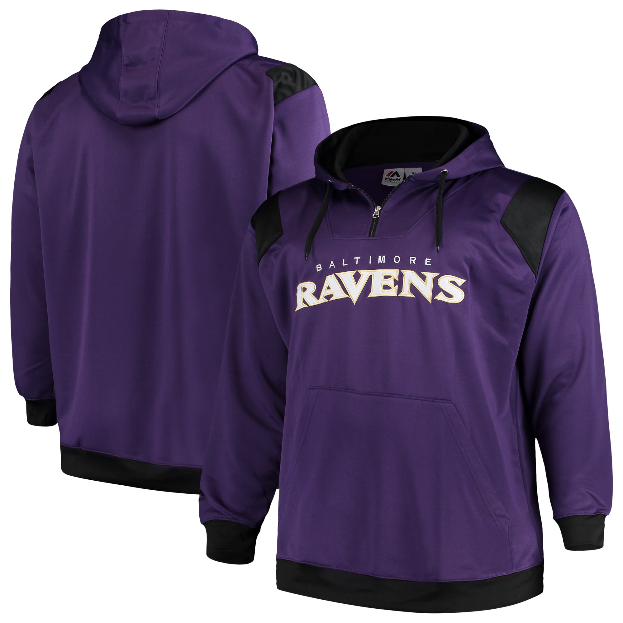Majestic Baltimore Ravens Black Big & Tall 1/4-Zip Pullover Hoodie