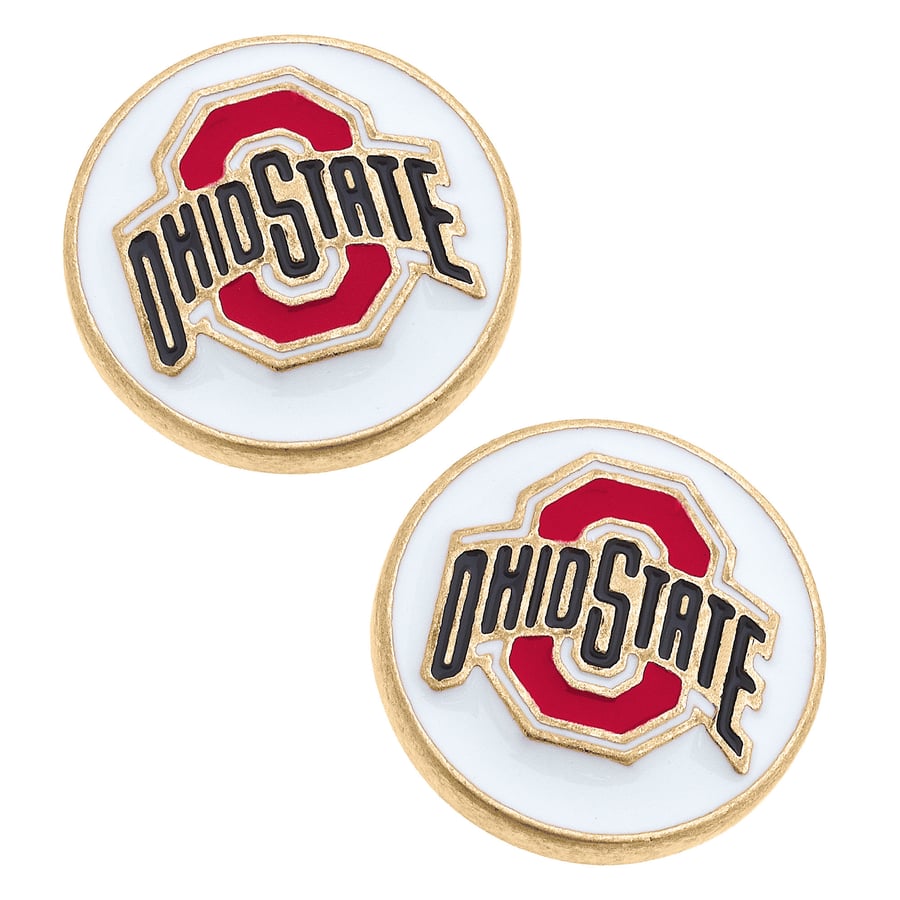 Women's CANVAS Style Ohio State Buckeyes Enamel Disc Stud Earrings