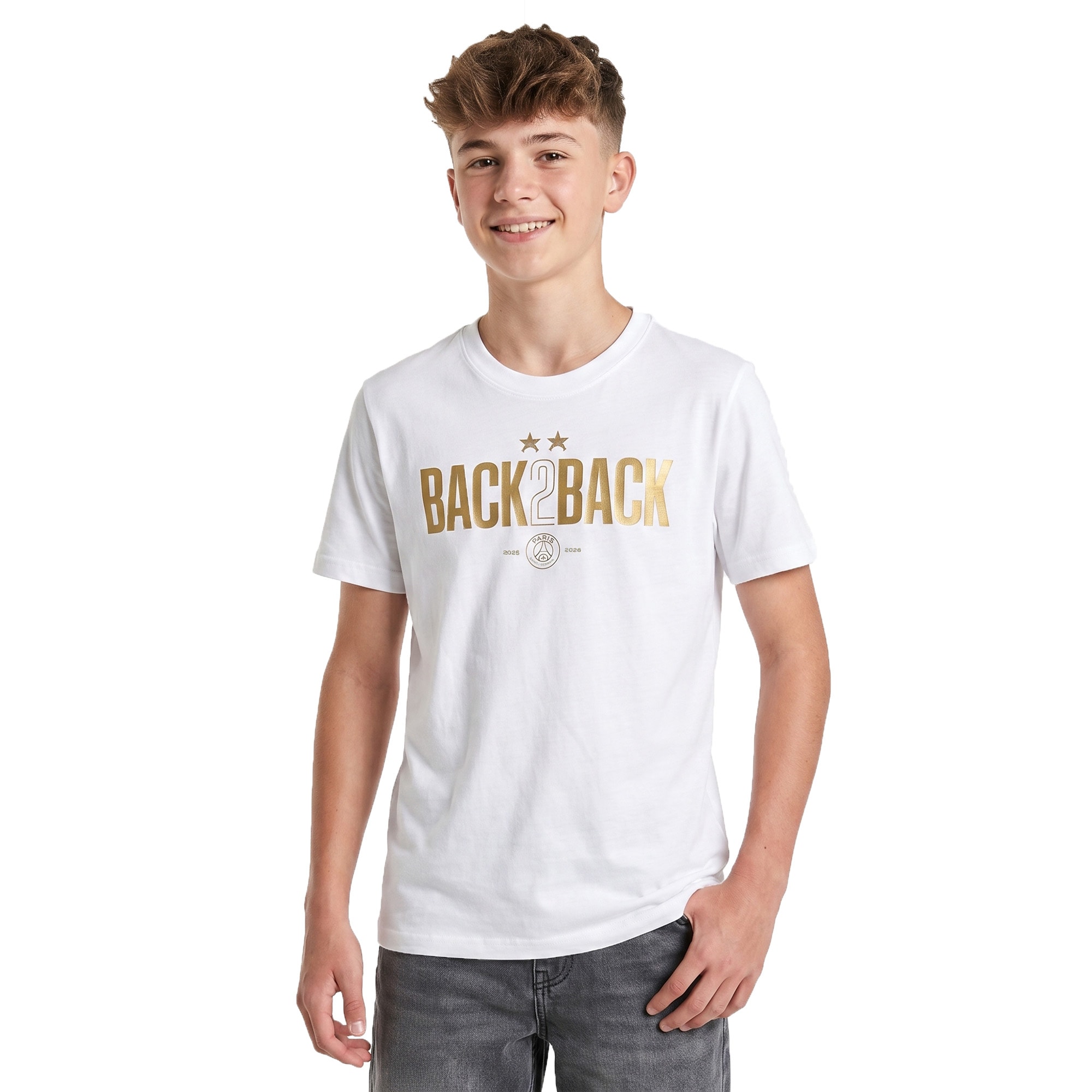 T-Shirt PSG Étoile Eiffel 2 Back to Back - Blanc - Enfant