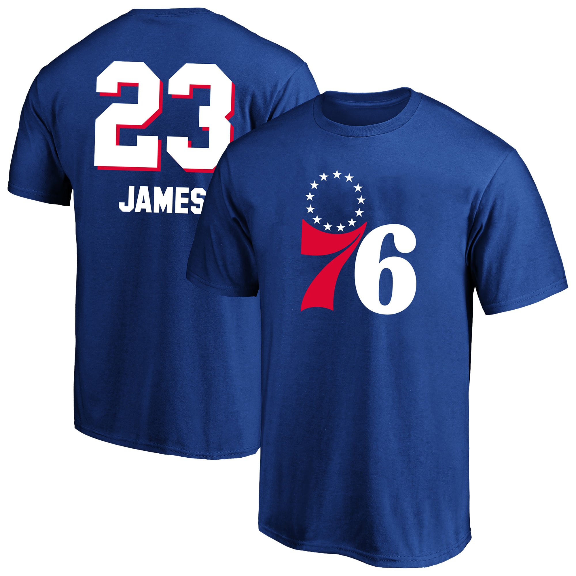Mens Fanatics Lebron James Royal Philadelphia 76ers Primary Logo Name 1295
