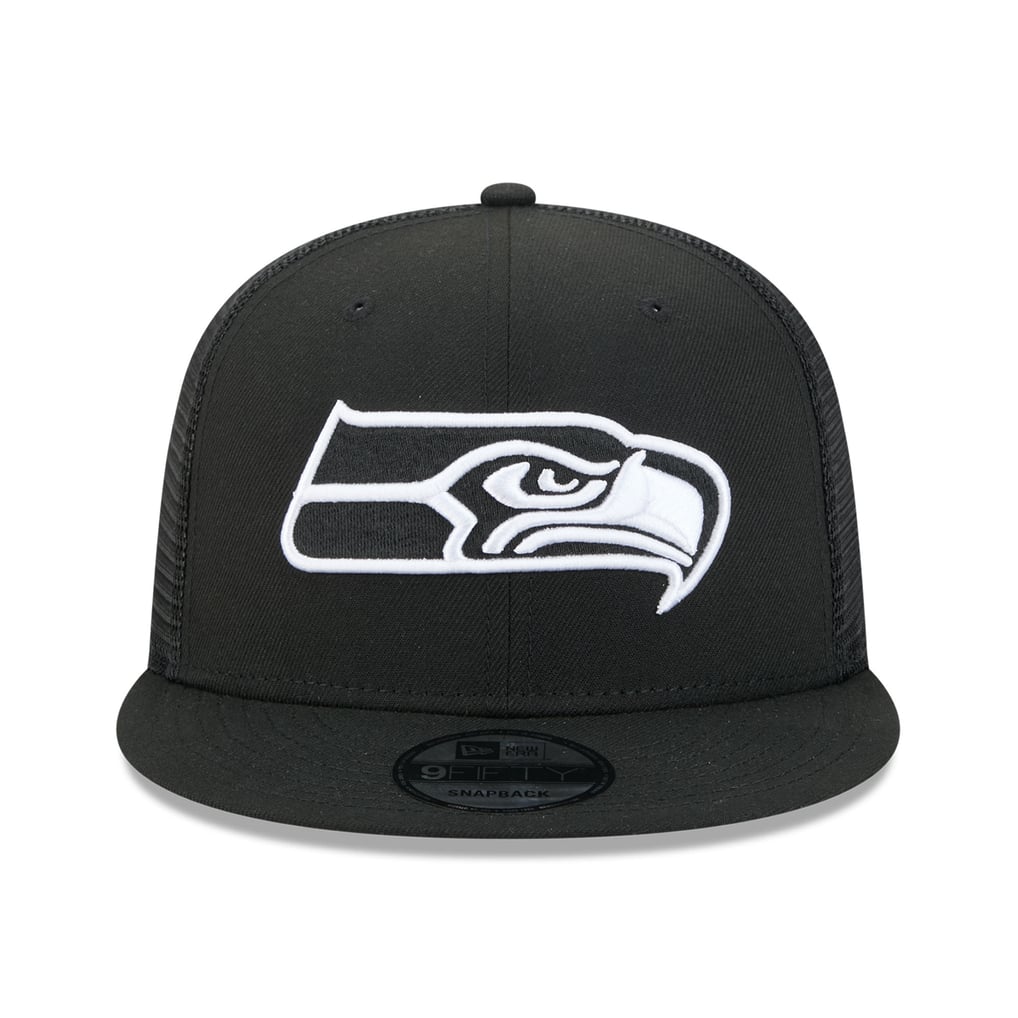 Seattle Seahawks New Era 9FIFTY Snapback Trucker Hat - Black/White