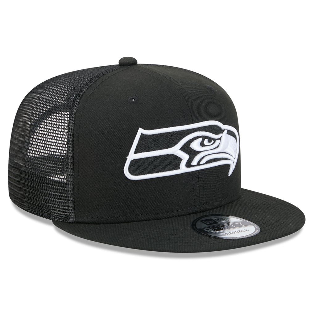 Seattle Seahawks New Era 9FIFTY Snapback Trucker Hat - Black/White
